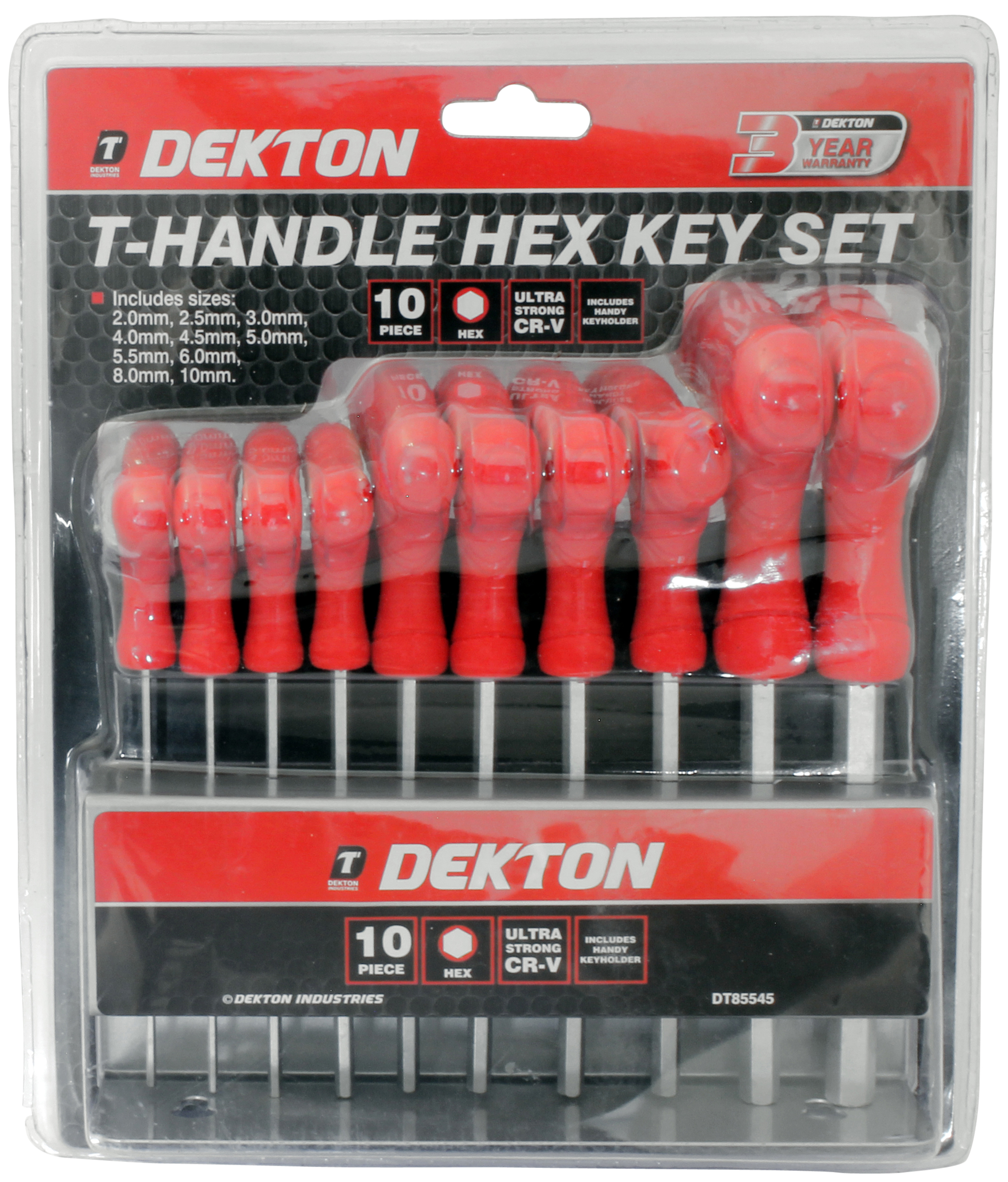 10PC T-Handle Hex Allen Key Set Strong CR-V With Key Holder ...