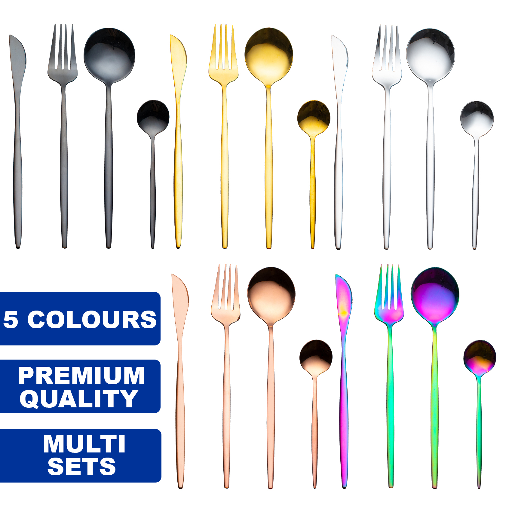 Premium Modern Cutlery Set Finest Quality Polished Stainless Steel 5 ...